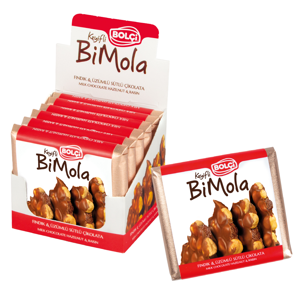 BiMola Sütlü Fındık Üzüm Tablet Çikolata 70g - Bolçi