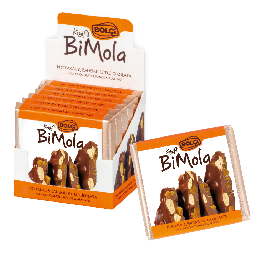 BiMola Sütlü Portakal Badem Tablet Çikolata 70g - Bolçi