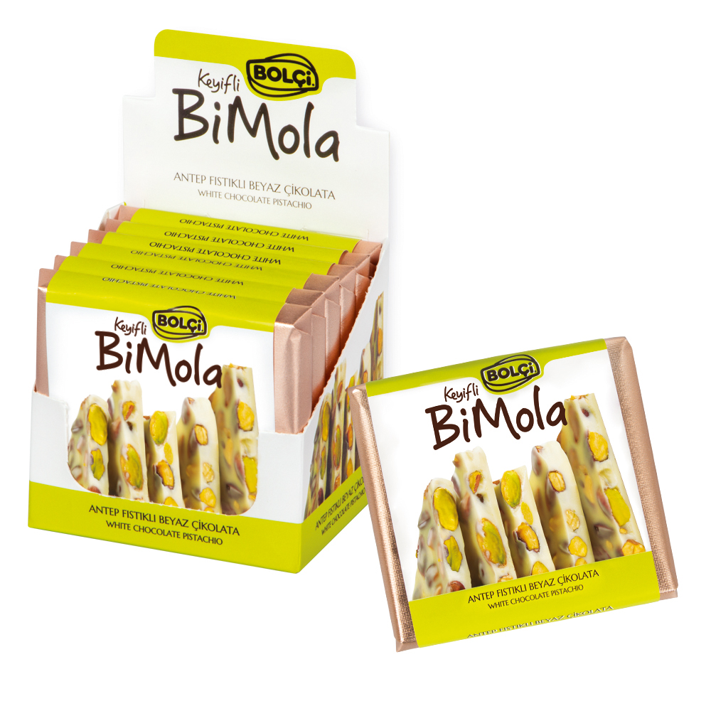 BiMola Beyaz Antep Fıstık Tablet Çikolata 70g - Bolçi